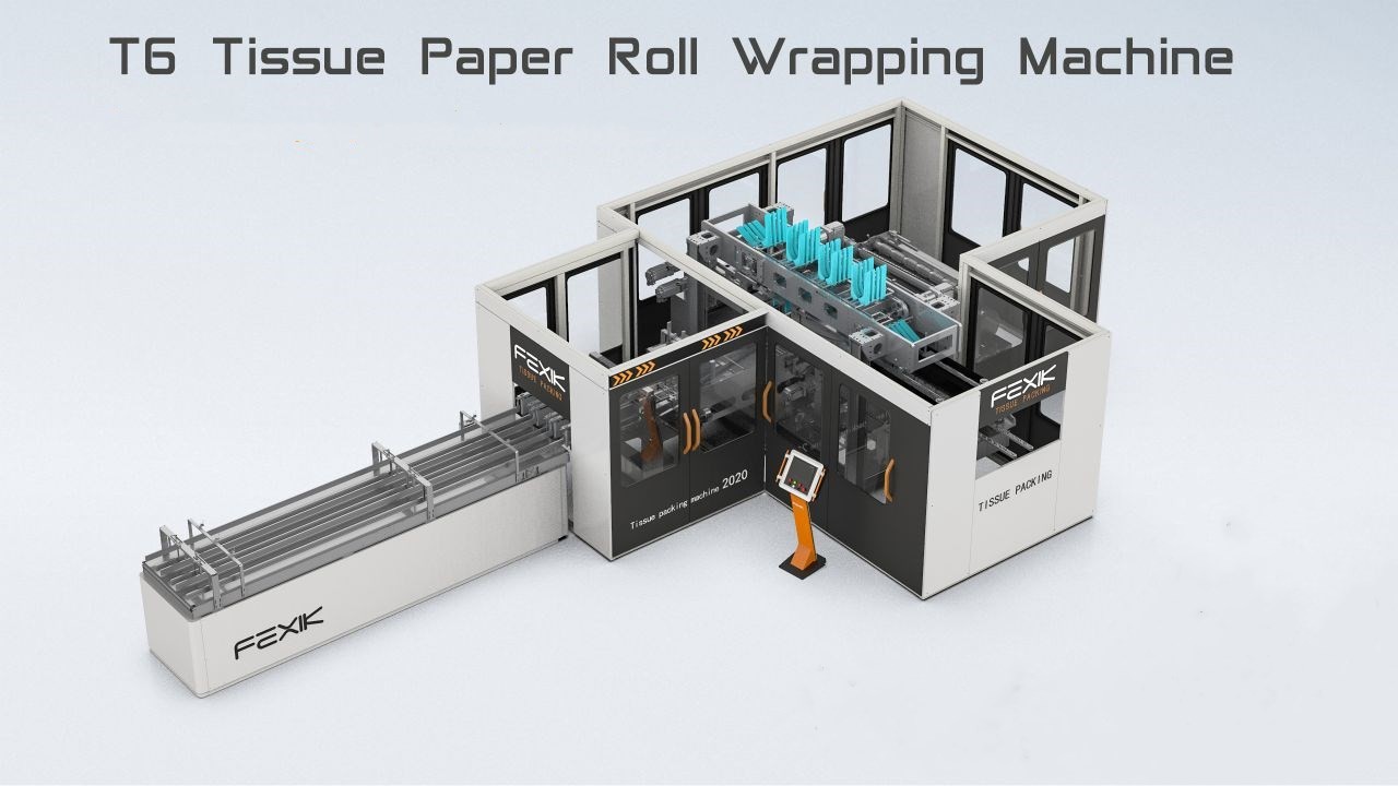 HMI Tissue Paper Roll Making Machine , 3 Lanes Paper Wrapper Machine
